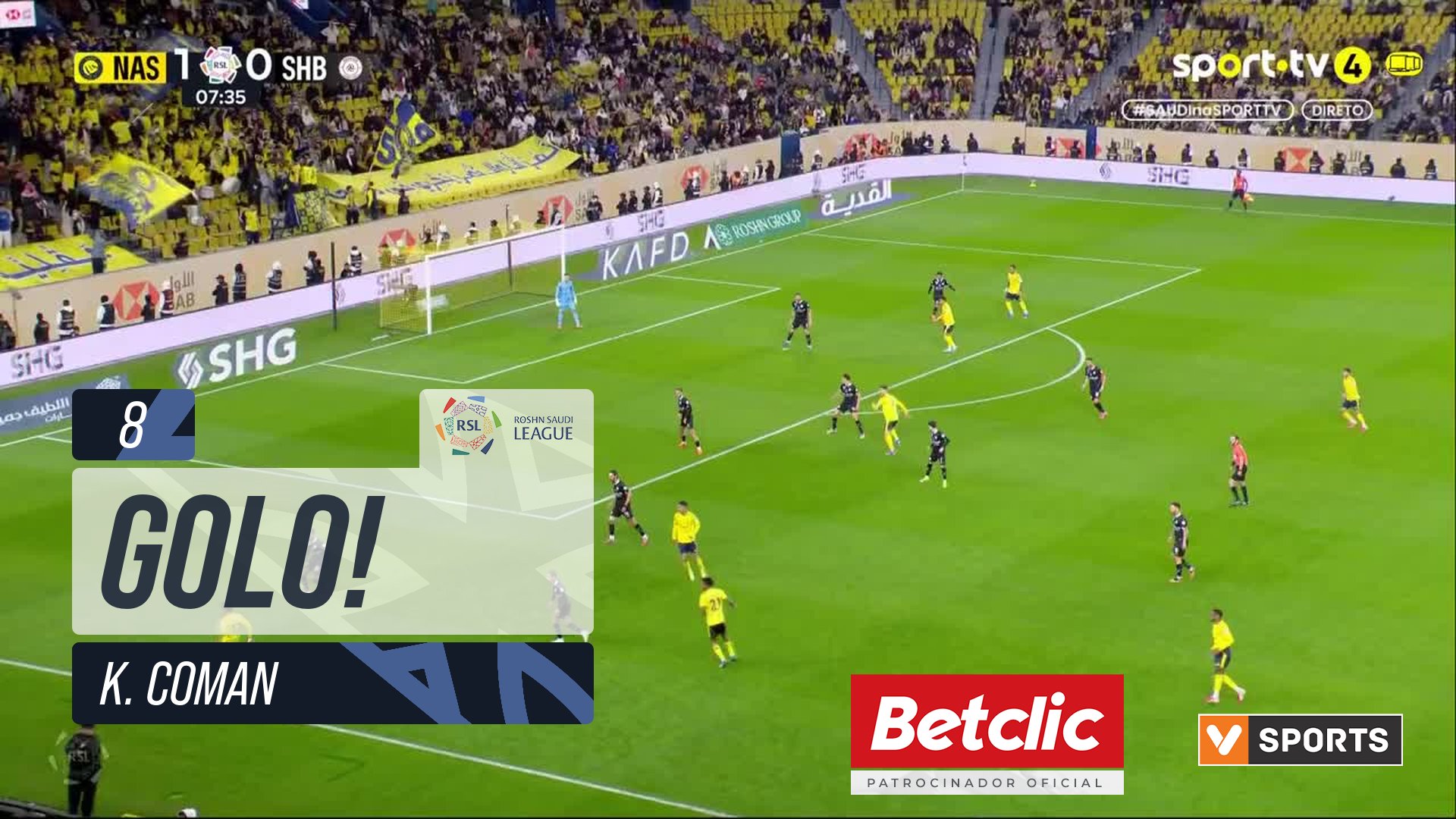 Vídeo - Al Nassr X Al Shabab - Al Nassr, Golo, K. Coman, 8m, 2-0