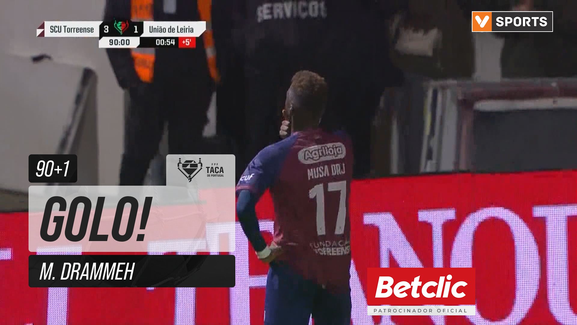 Vídeo - Torreense X U. Leiria - Torreense, Golo, M. Drammeh, 91m, 3-1