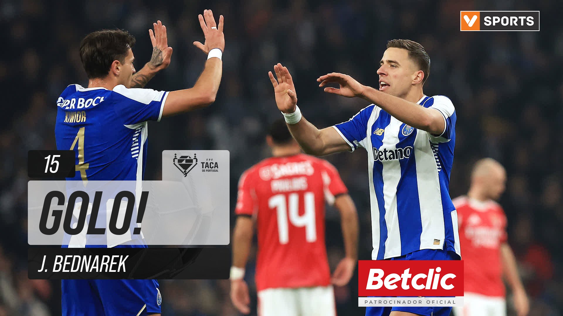 GOLO! FC Porto, J. Bednarek aos 15', FC Porto 1-0 Benfica